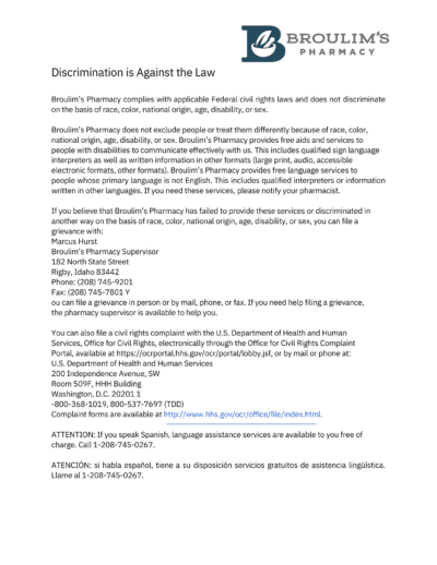 Ensuring Equality: Broulim's Notice of Non-Discrimination